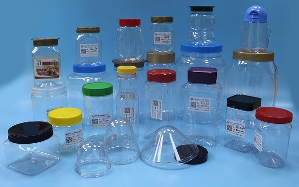 Transparent Square Wide Mouth Plastic Jars Sturdy Plastic Screw Top Jars