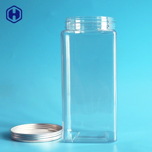Durable Sturdy Square Wide Mouth Plastic Jars Recyclable Non Toxic
